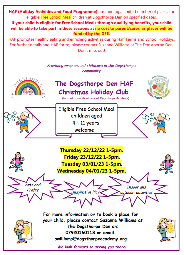 Orton Wistow Primary School - The Dogsthorpe Den HAF Christmas Holiday Club
